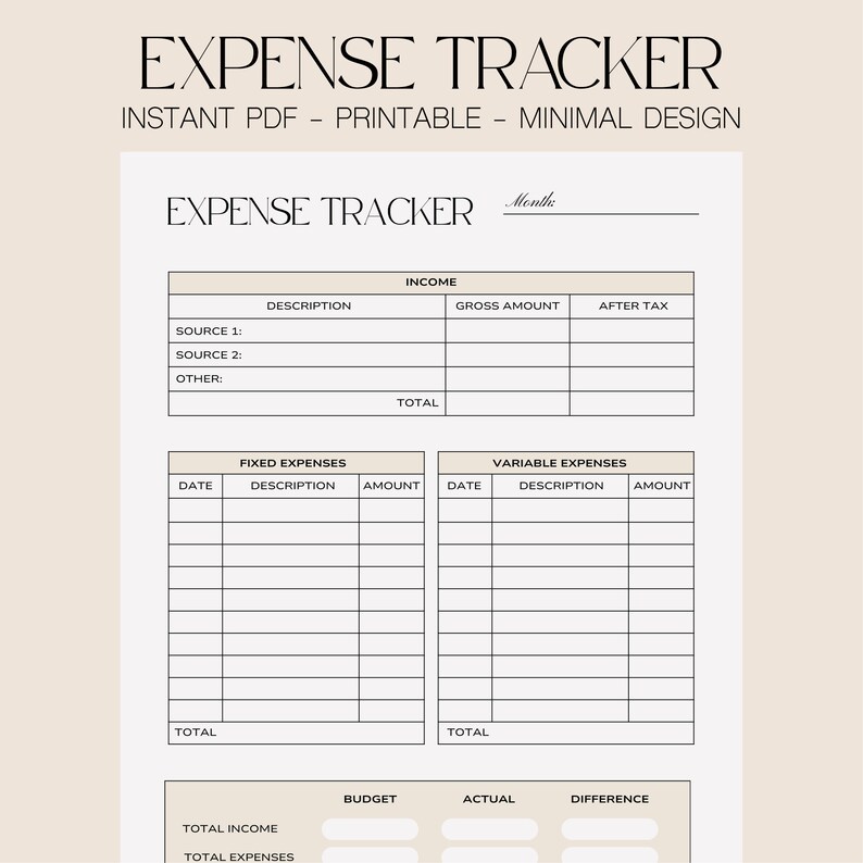 Expenses Tracker, Printable, Instant PDF, A4 - Etsy Australia