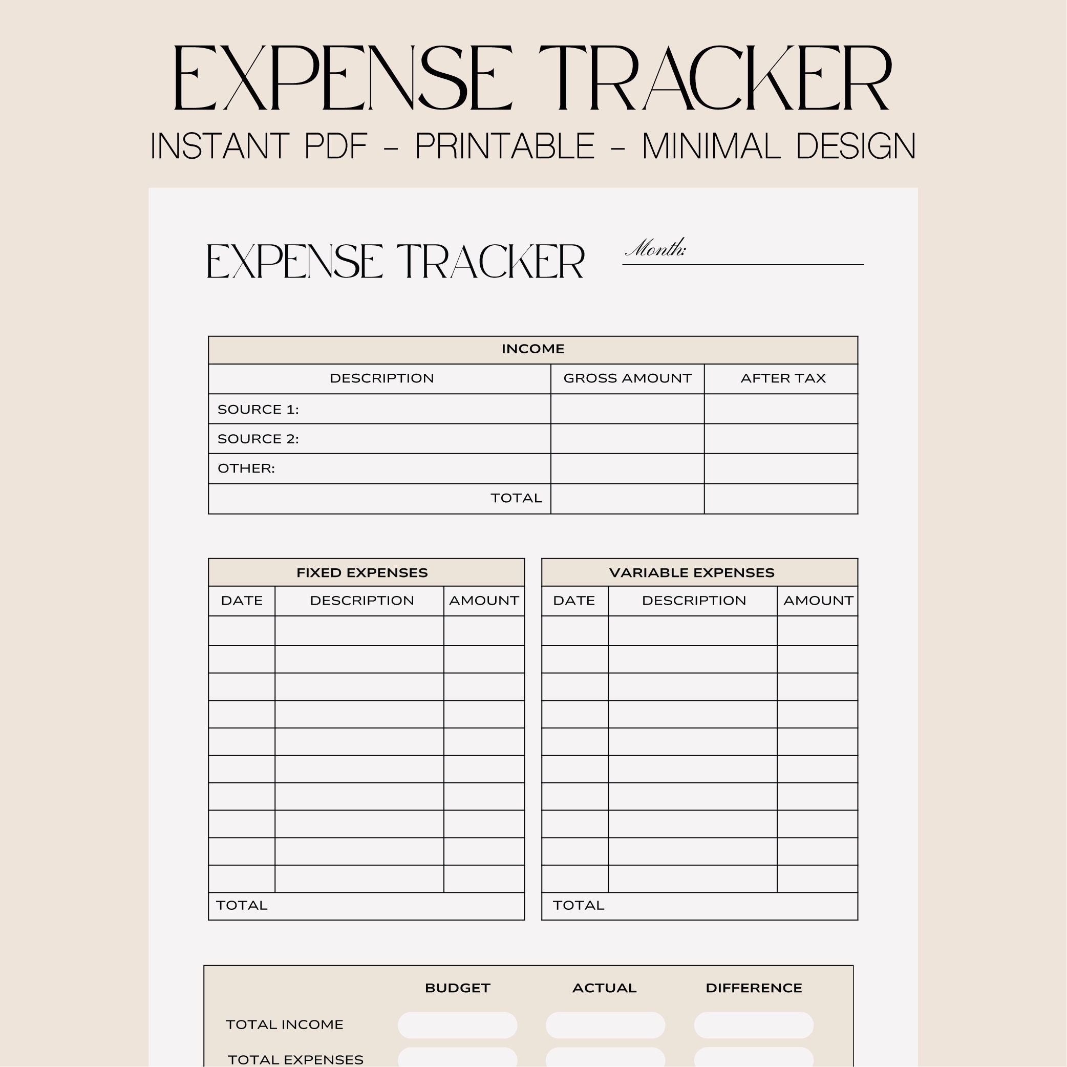 Expenses Tracker, Printable, Instant PDF, A4 - Etsy Australia