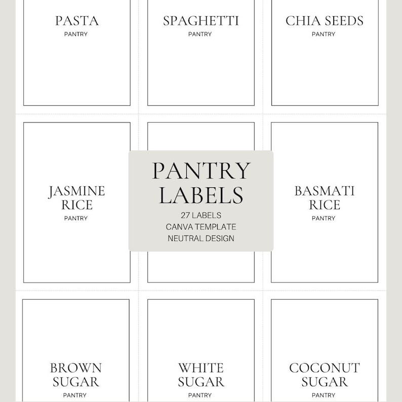 Printable Pantry Labels | Customisable Canva Template | Organised ...