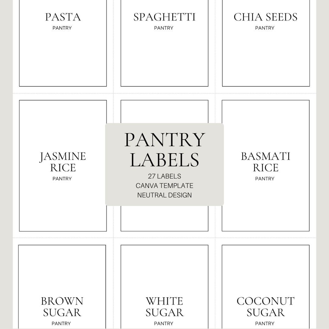 Printable Pantry Labels | Customisable Canva Template | Organised ...