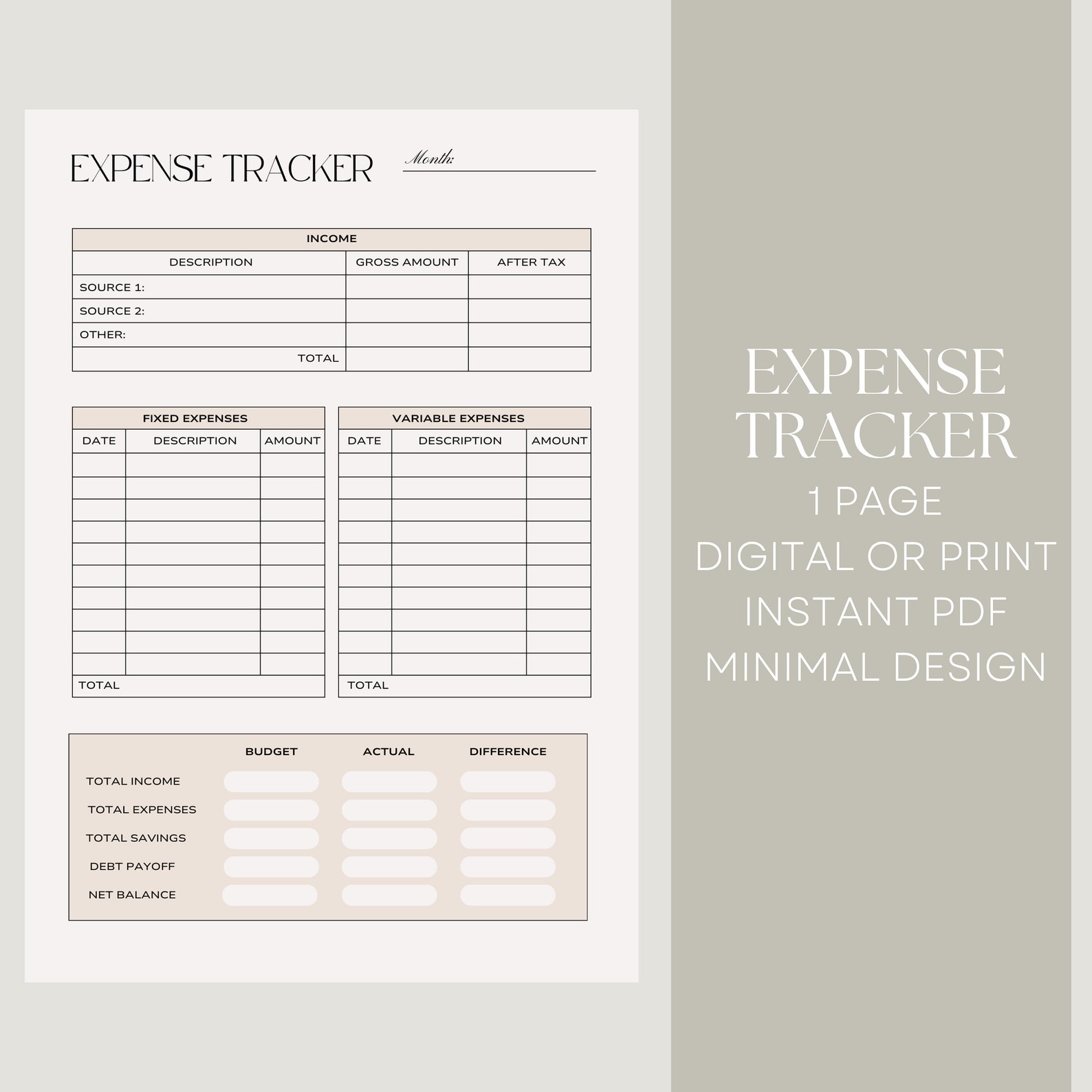 Expenses Tracker, Printable, Instant PDF, A4 - Etsy Australia
