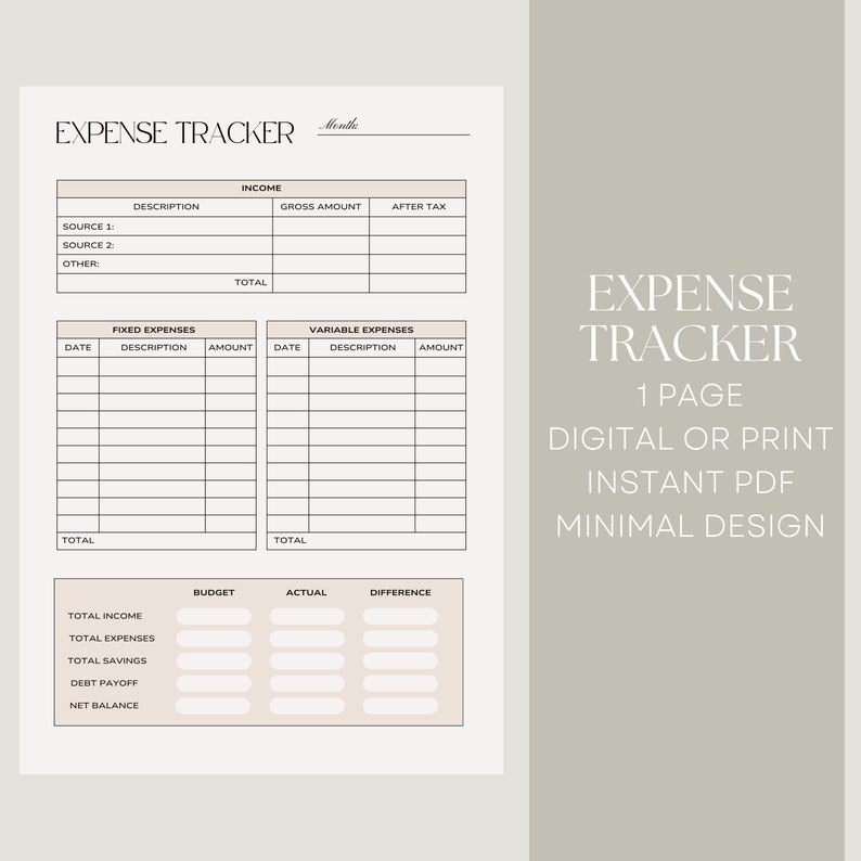 Expenses Tracker, Printable, Instant PDF, A4 - Etsy Australia