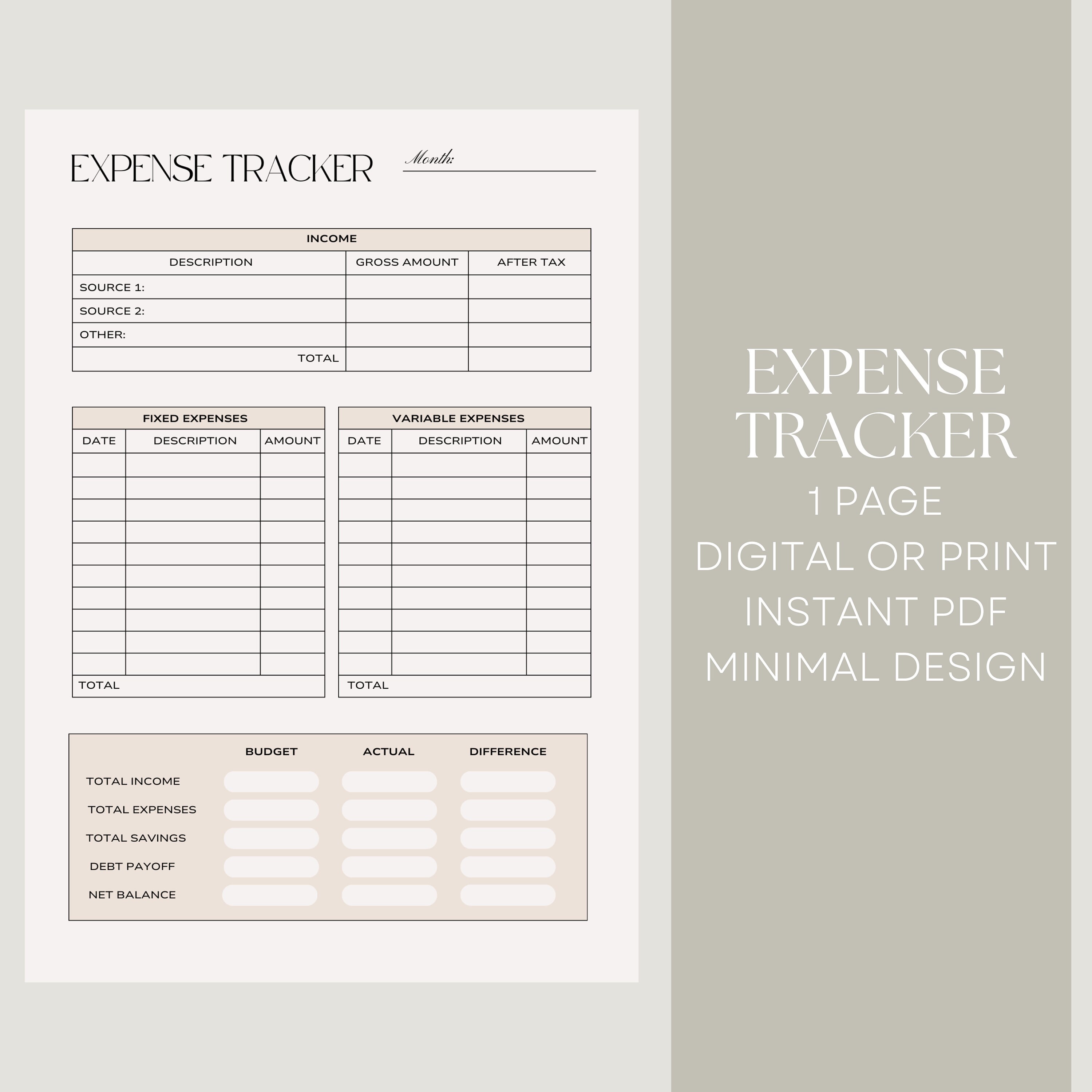 Expenses Tracker, Printable, Instant PDF, A4 - Etsy Australia