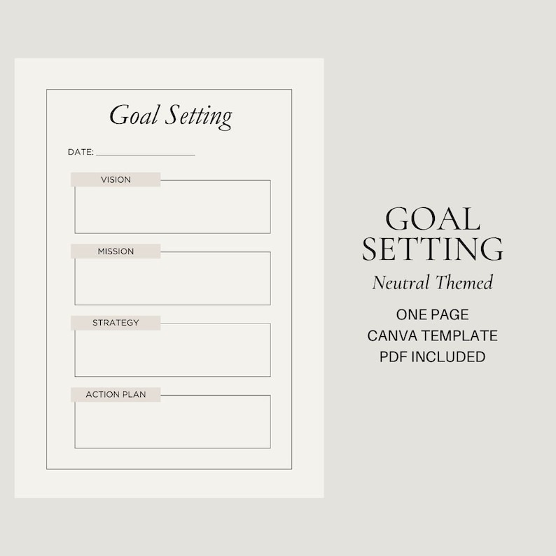 Goal Setting Canva Template | Editable Design | Instant PDF Download ...