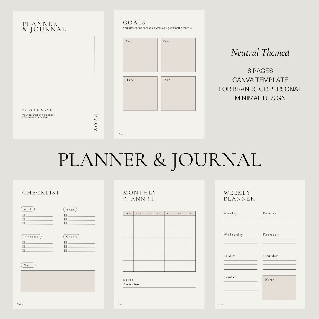 Planner Journal Template: Organise Your Life With Canva | Customisable ...