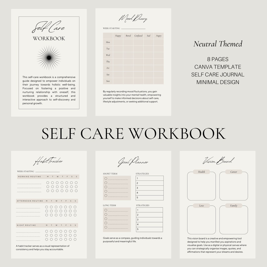 Self-care Journal: Printable Workbook | Canva Template | Mindfulness ...