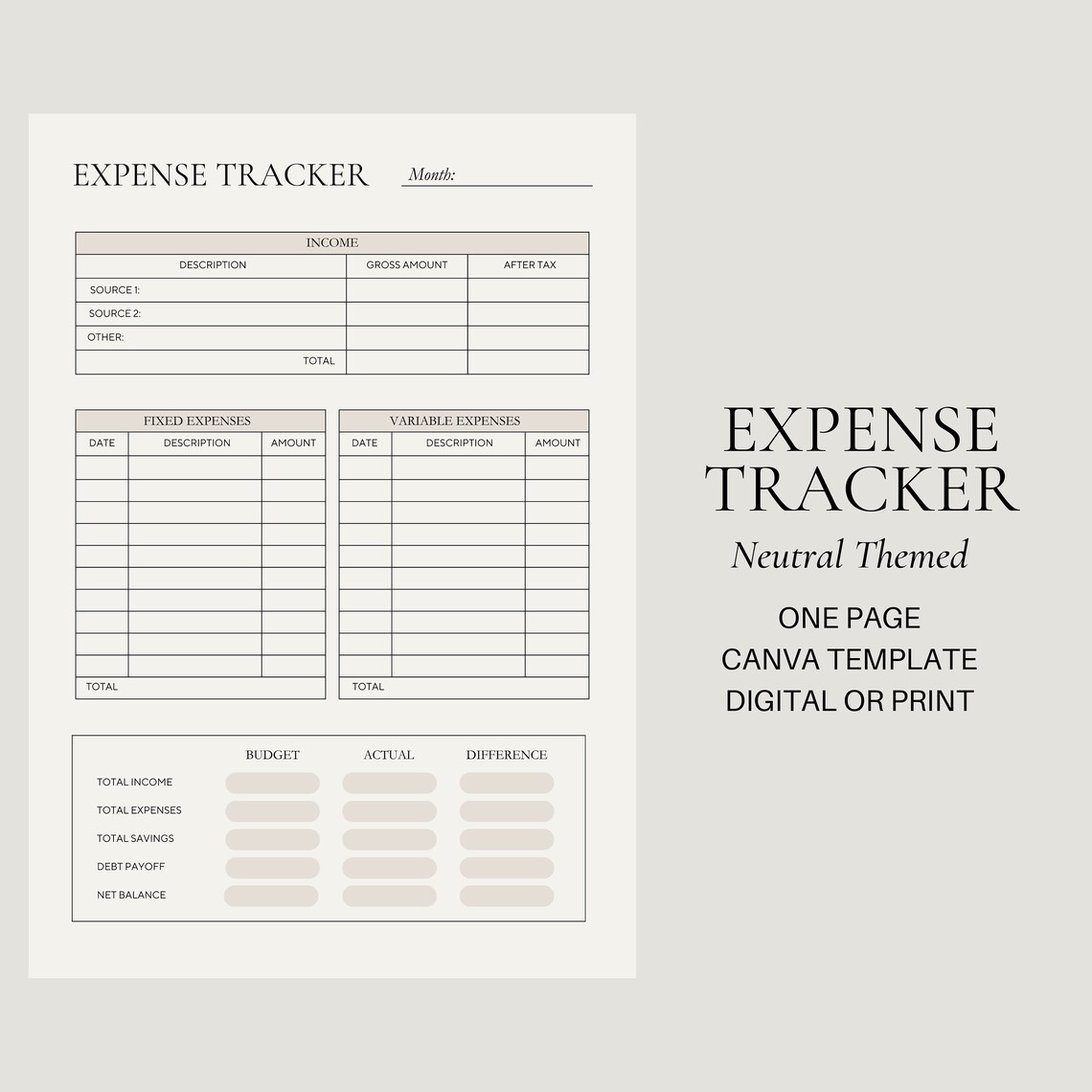 Expenses Tracker Canva Template: Budget Management, Financial Planning ...