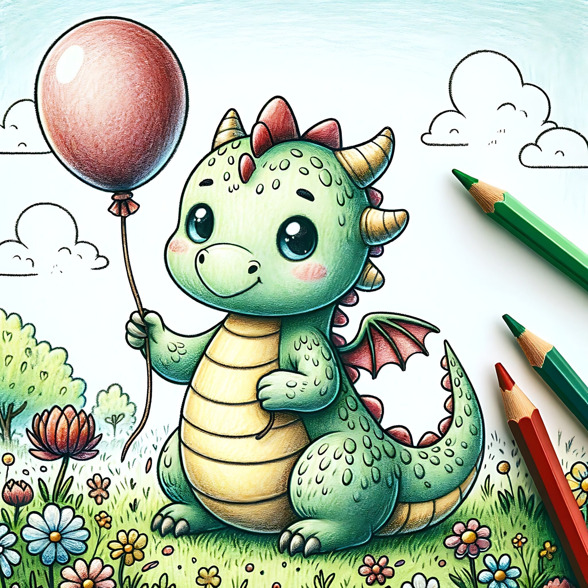 24 Printable Coloring Pages,whimsical Dragons: A Magical Coloring ...
