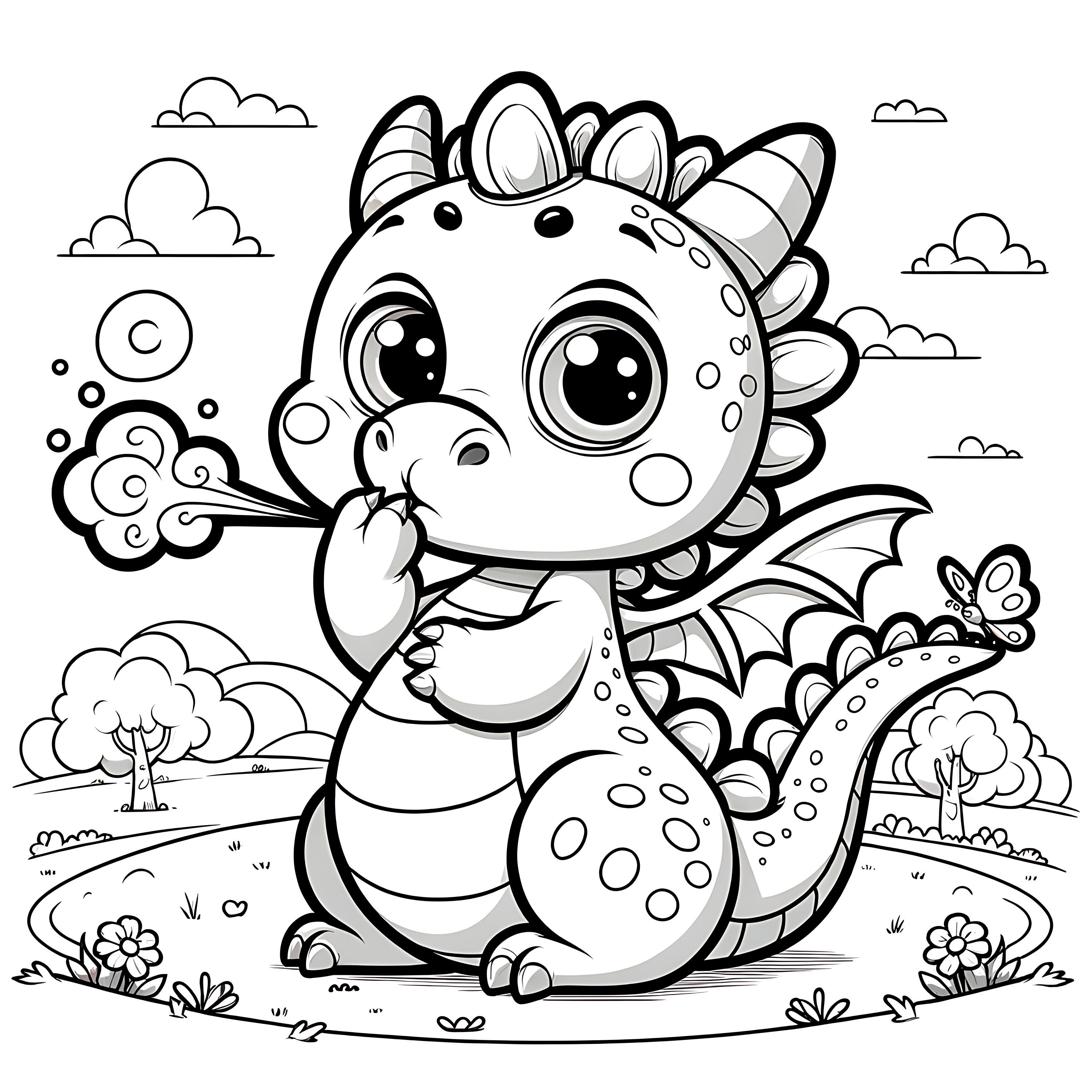 24 Printable Coloring Pages,whimsical Dragons: A Magical Coloring ...