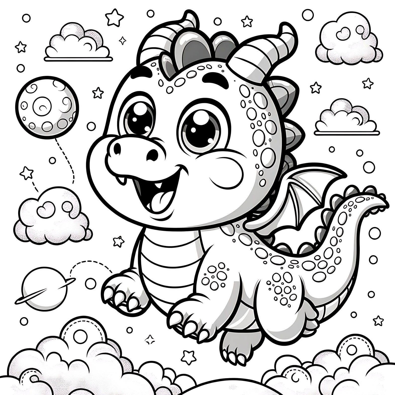 24 Printable Coloring Pages,whimsical Dragons: A Magical Coloring ...