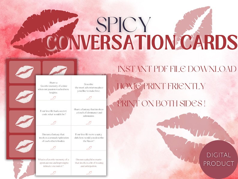 Spicy Couple Conversation Cards SPICY Game Couple Date Night Valentine ...