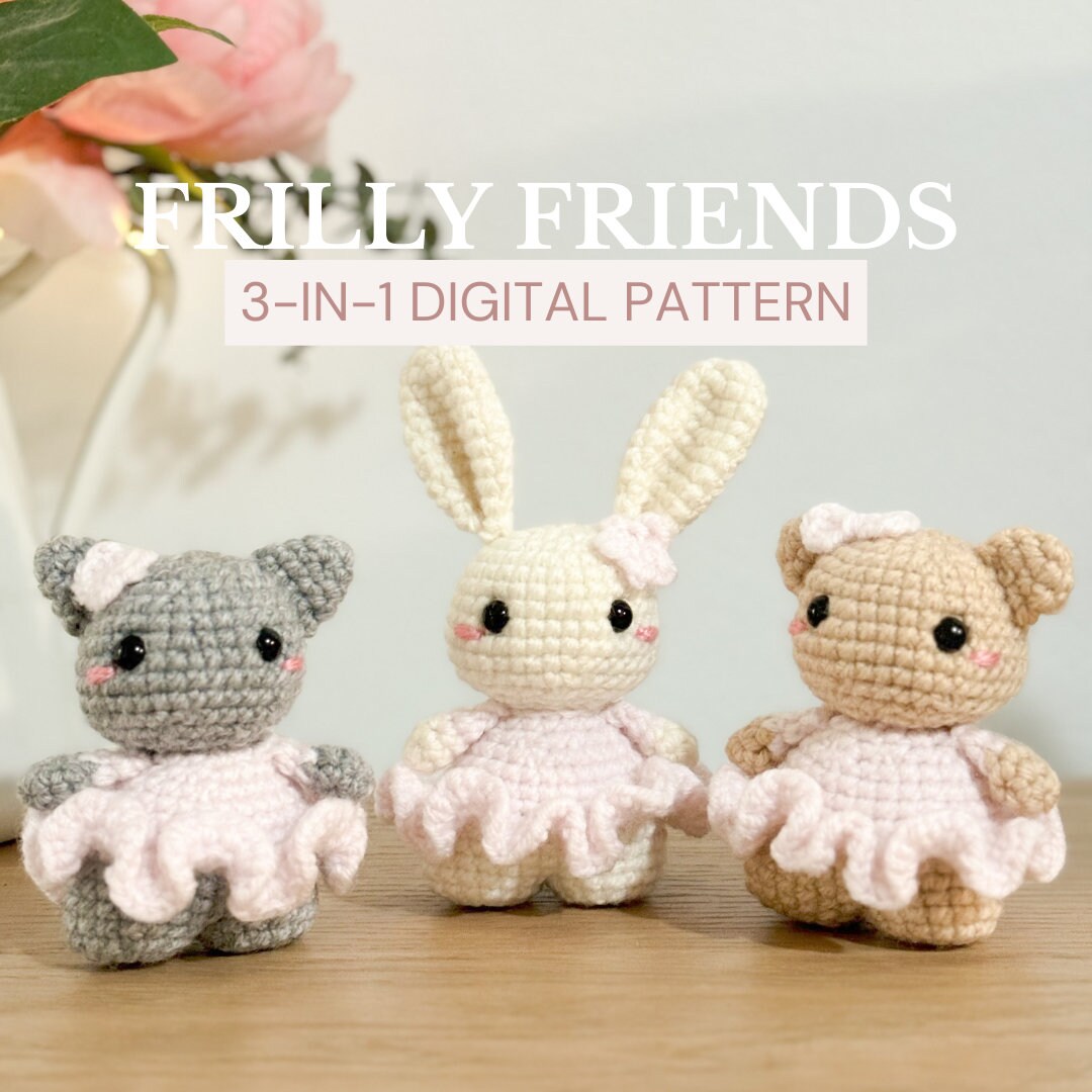 Frilly Friends Crochet Pattern [bunny, Cat and Bear DIGITAL PATTERN ...