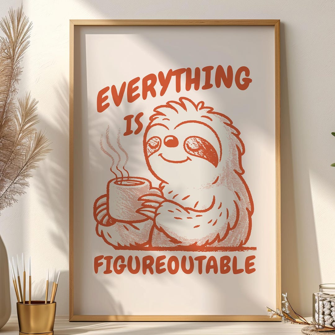 Everything is Figureoutable Print, Orange Positive Affirmations Poster ...
