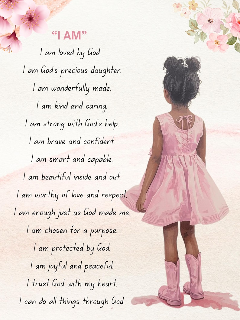 Christian Kids Affirmation Poster | “I Am” Faith-based Wall Art for ...