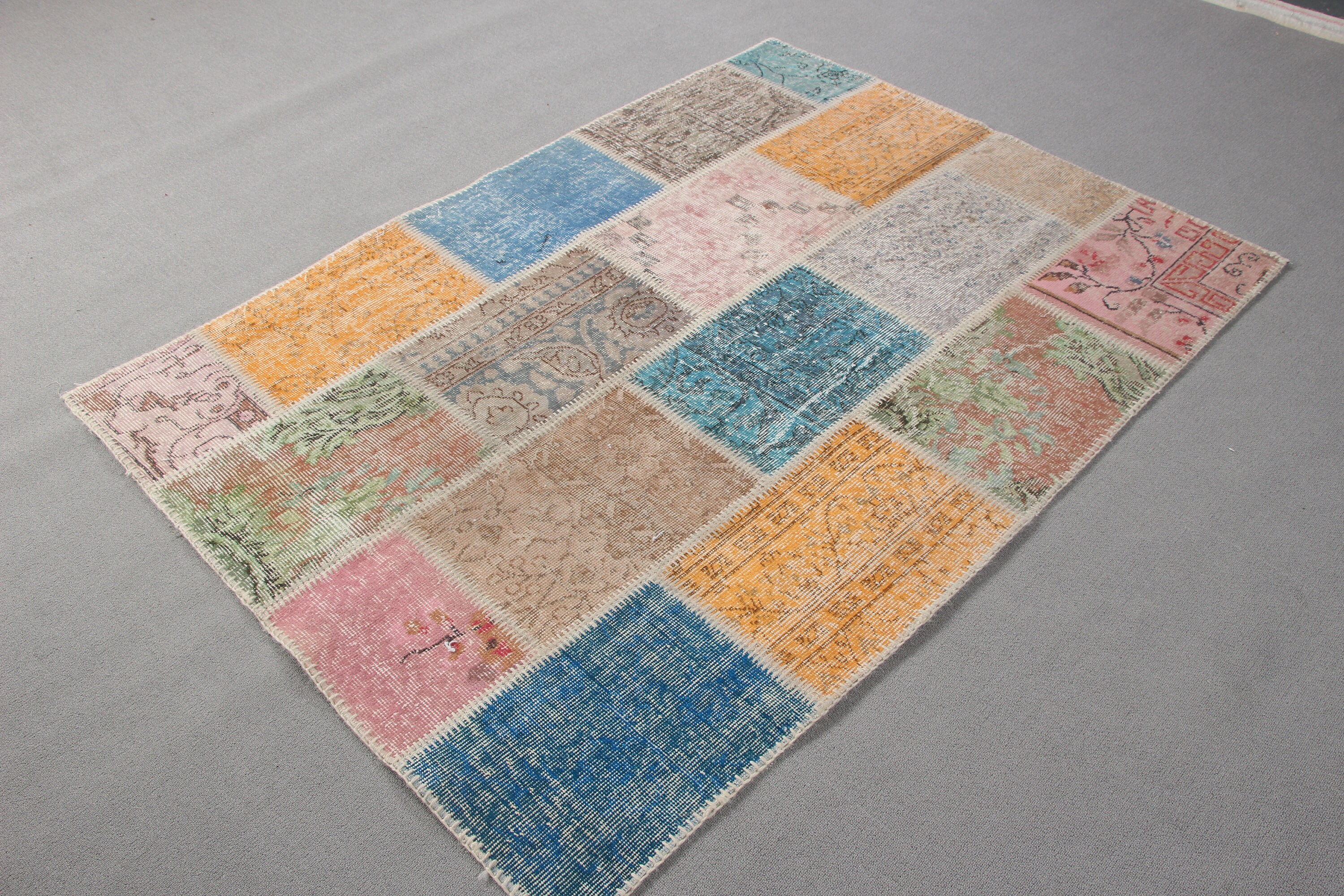 Patchwork Rug, 5x6 Area Rug, Turkish Rug, Vintage Rug, Antique Rugs ...