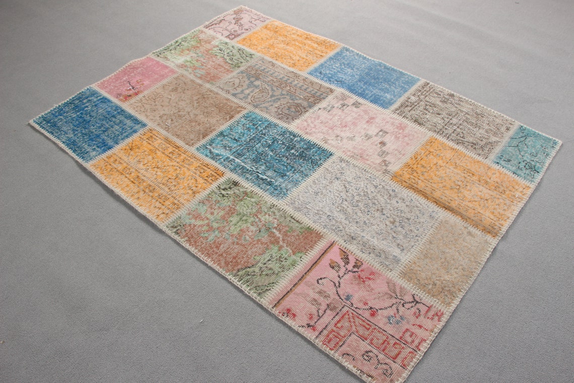 Patchwork Rug, 5x6 Area Rug, Turkish Rug, Vintage Rug, Antique Rugs ...