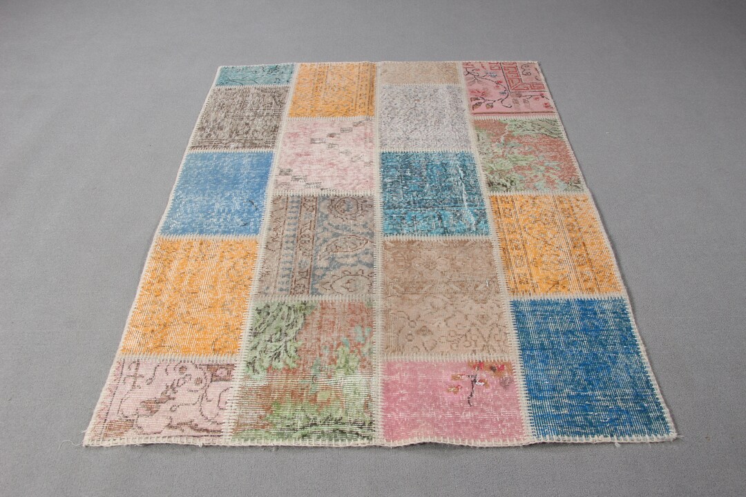 Patchwork Rug, 5x6 Area Rug, Turkish Rug, Vintage Rug, Antique Rugs ...