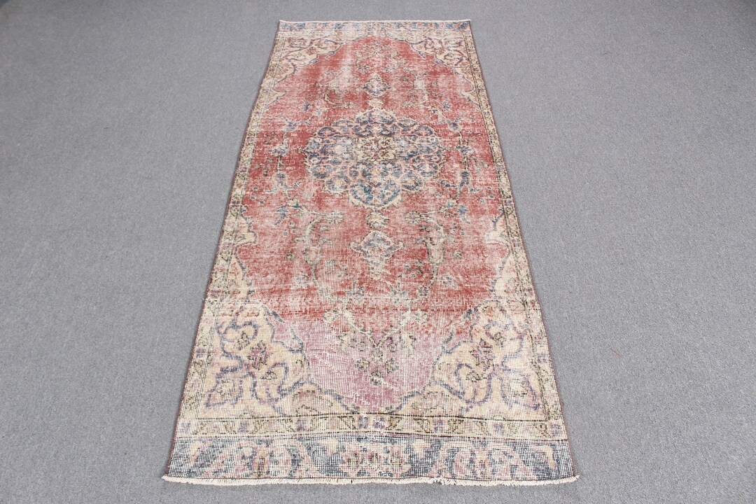 Vintage Rug, Turkish Rug, 3x7 Accent Rug, Faded Oushak Rugs, Rugs for ...