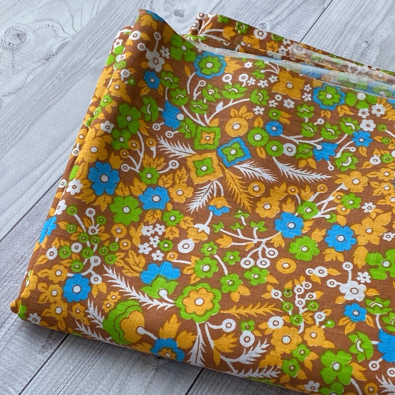 Retro Floral Fabric - Etsy