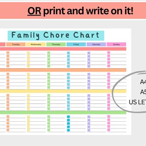 Editable Family Chore Chart for Kids Printable Daily Schedule Checklist ...