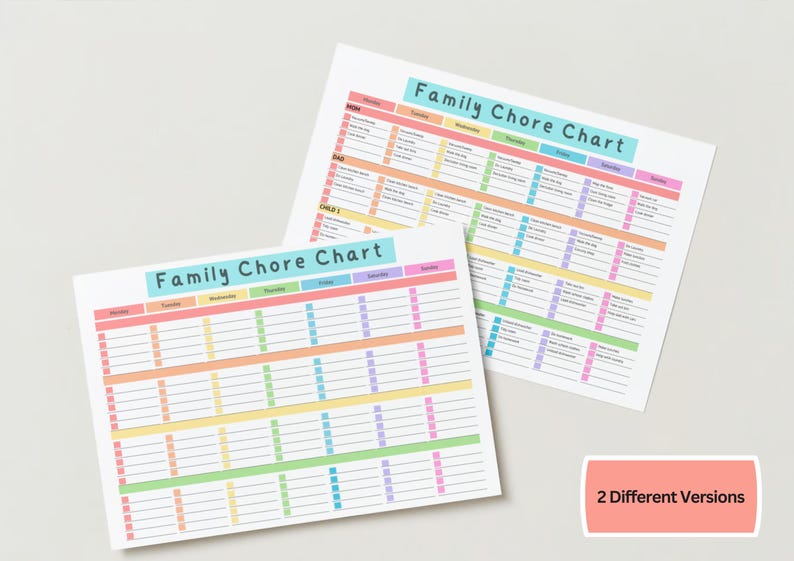 Editable Family Chore Chart for Kids Printable Daily Schedule Checklist ...