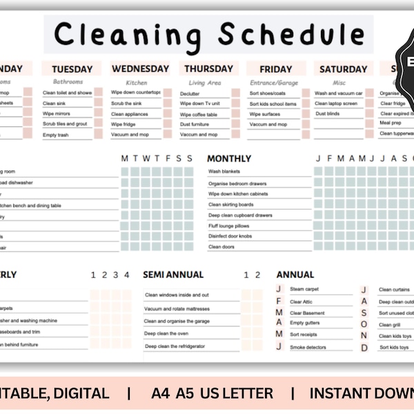 Editable Family Chore Chart for Kids Printable Daily Schedule Checklist ...