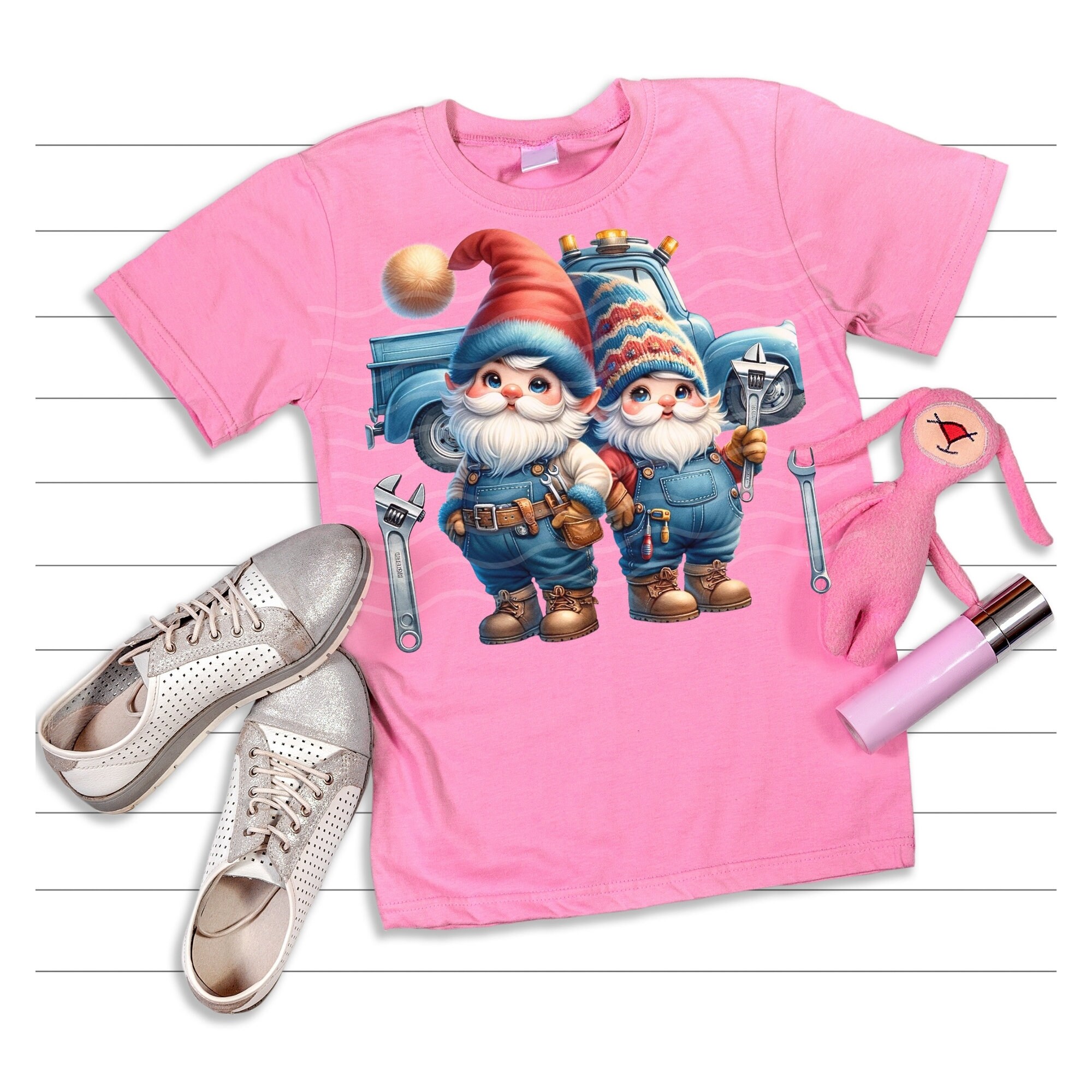 Mechanic Gnome Digital Clipart PNG - Cute Gnome Mechanics With Tools ...