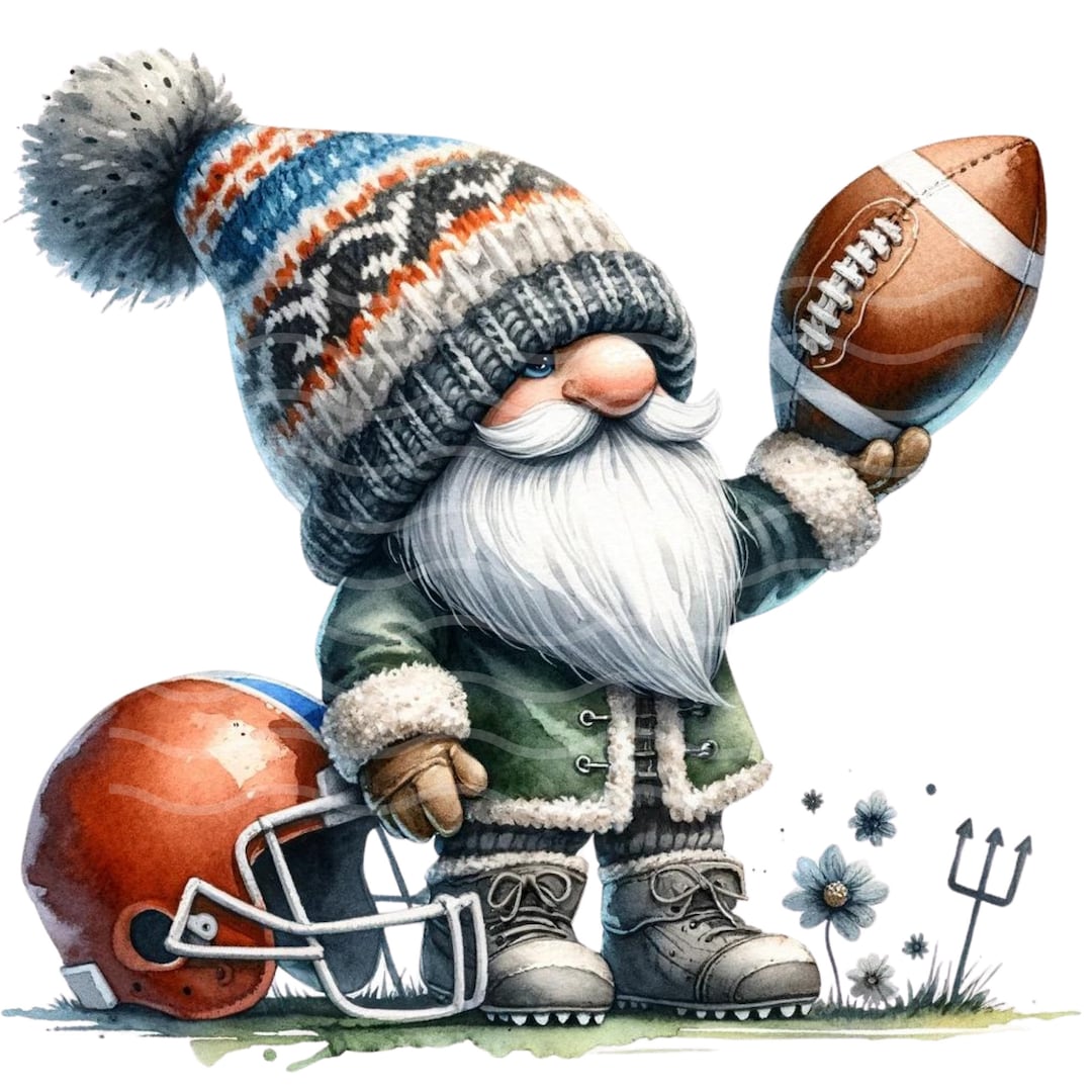 Sports Fan Gnome Clipart - American Football Gnome Digital Art ...
