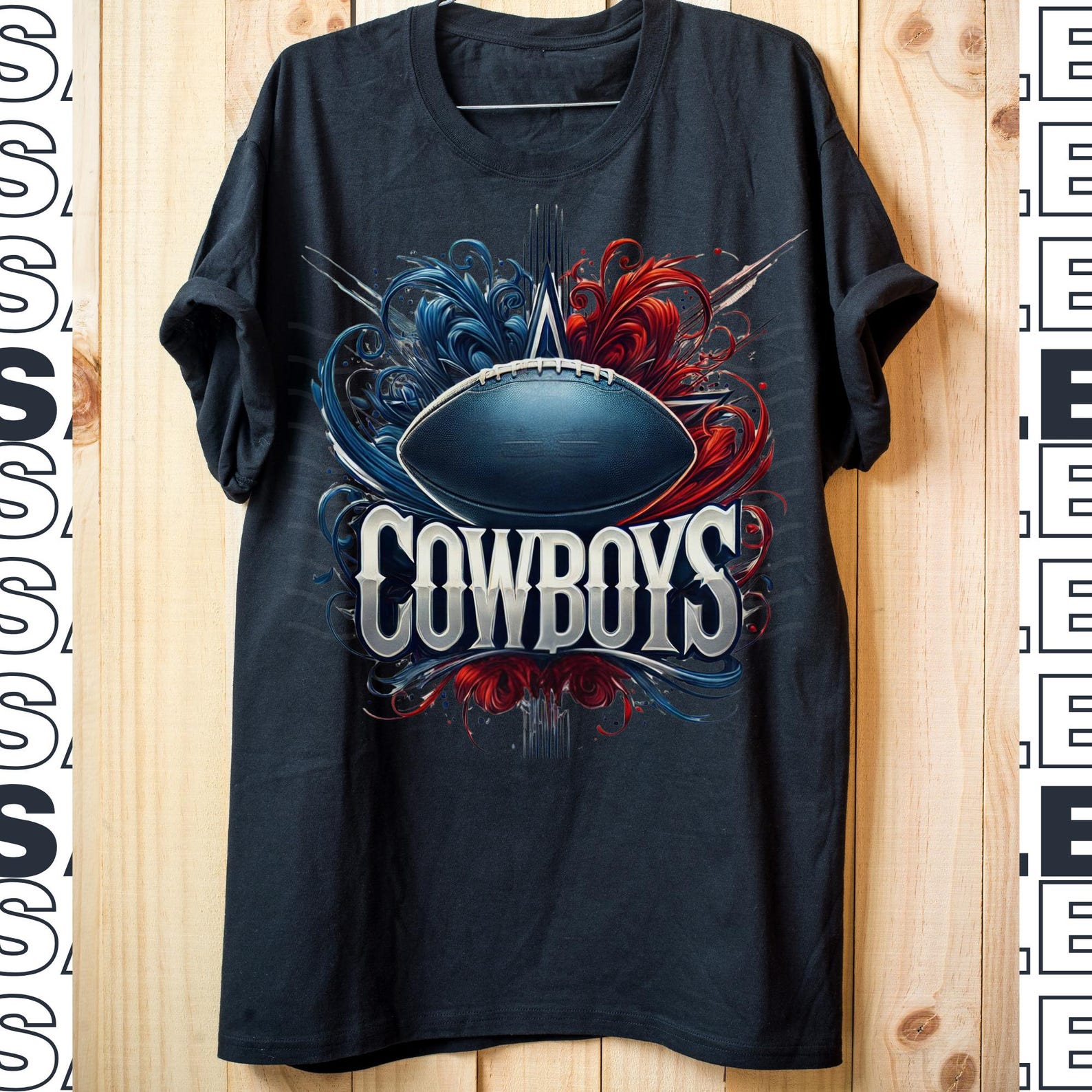 Cowboys Football Digital Art PNG, Vintage Team Logo Design, Sports Wall ...