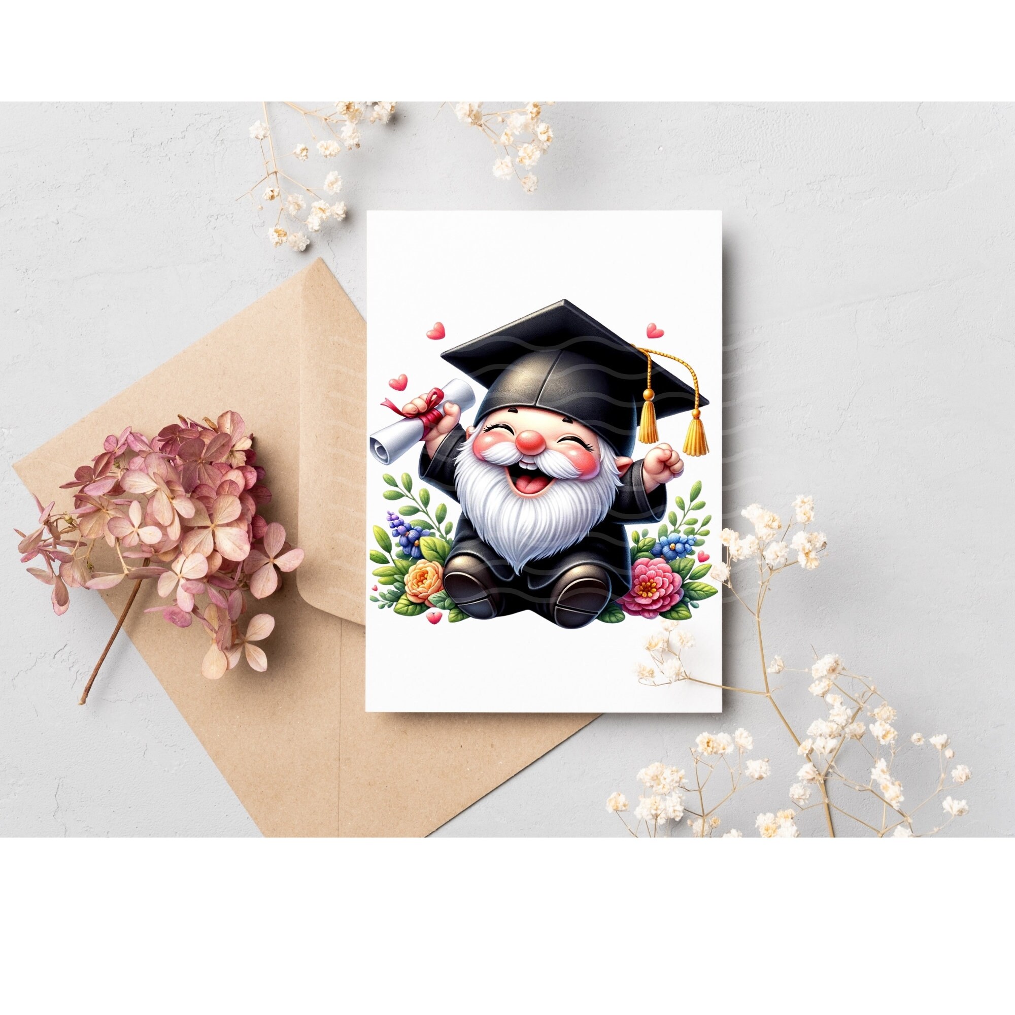Graduation Gnome Clipart Celebratory Gnome Digital Art Printable ...