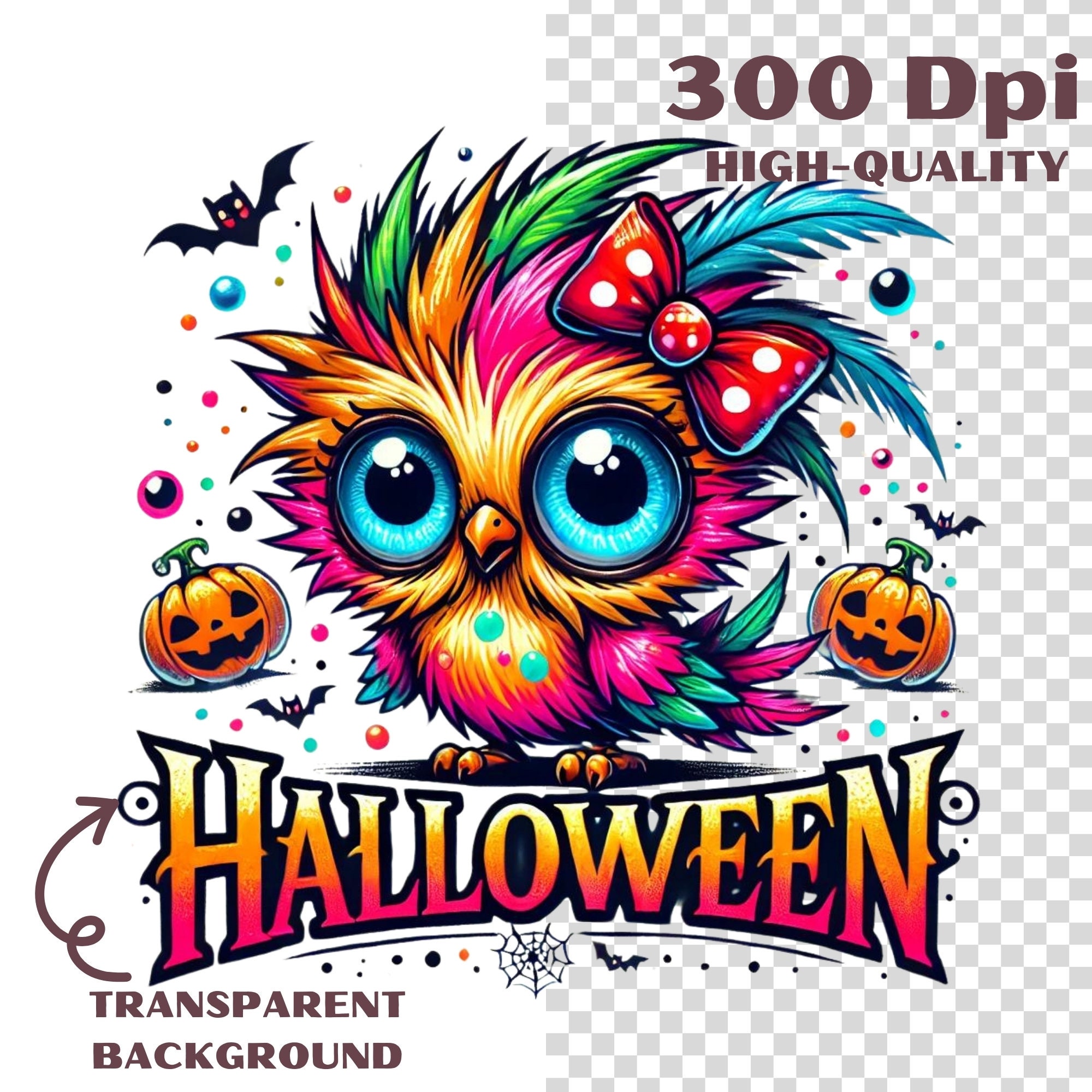 Colorful Halloween Owl PNG Digital File Vibrant Cute Owl Clipart ...