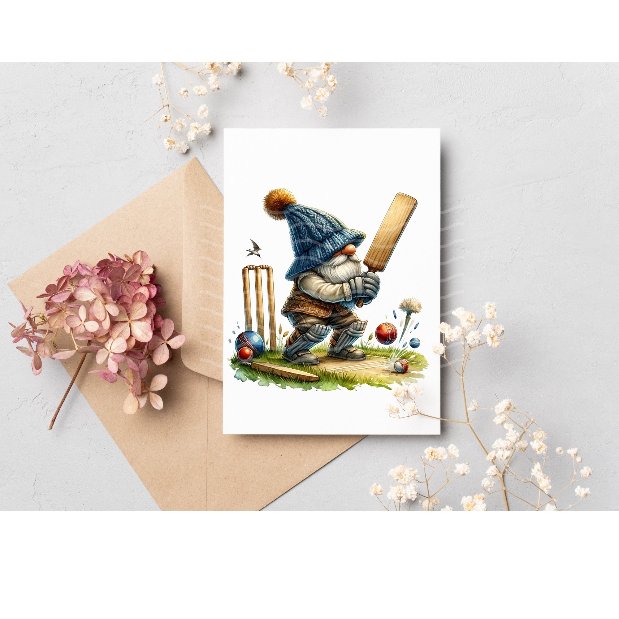 Batsman Gnome Clipart - Digital Download, Cricket Player Gnome PNG ...