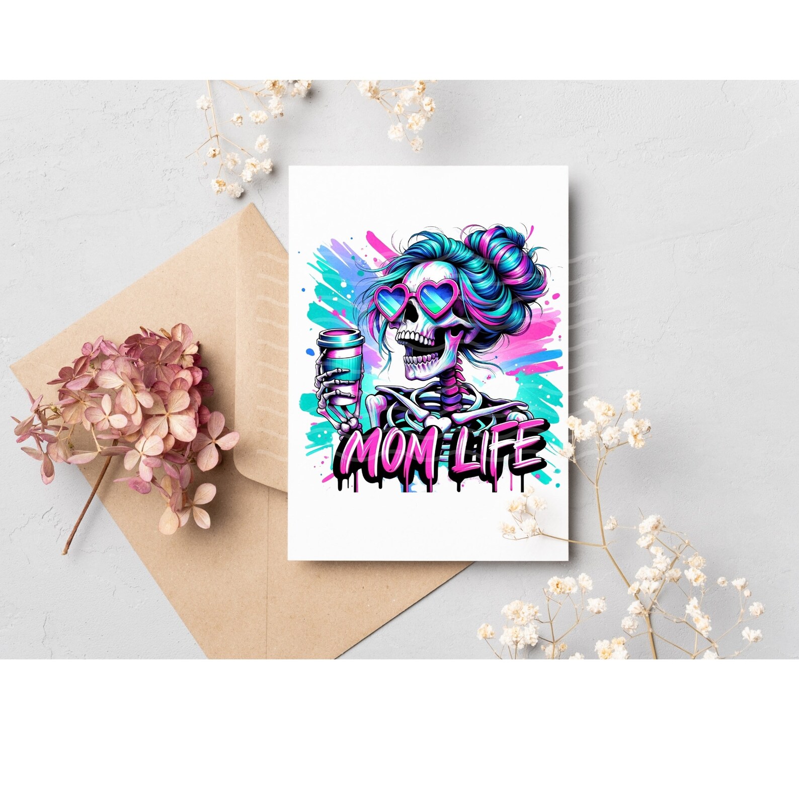 Mom Life Skeleton Clipart PNG, Colorful Funny Mom Digital Download ...