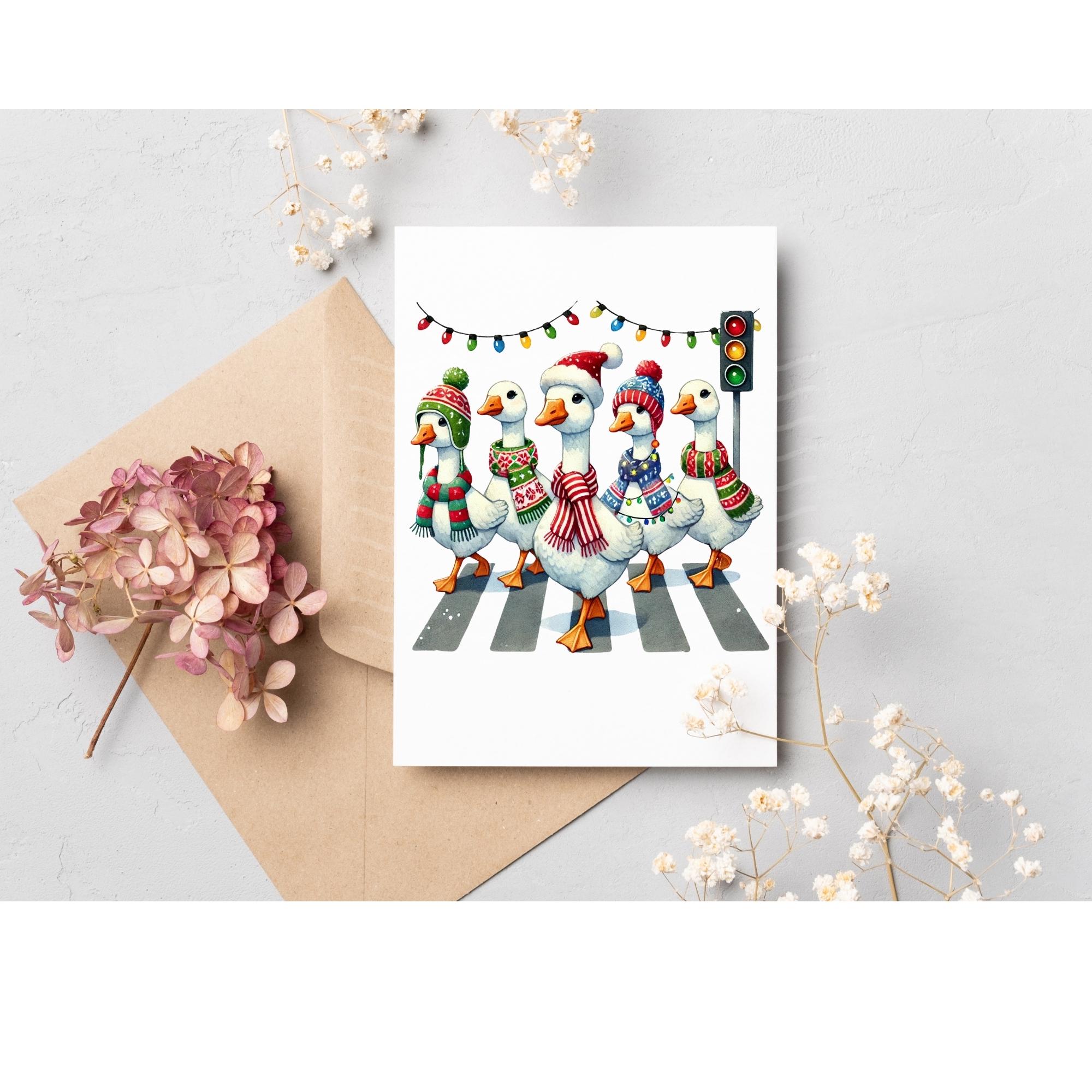 Christmas Geese Walking PNG, Cute Holiday Geese Clipart, Funny Goose ...