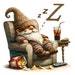 Printable Sleepy Gnome Art Cozy Home Decor Illustration Digital ...