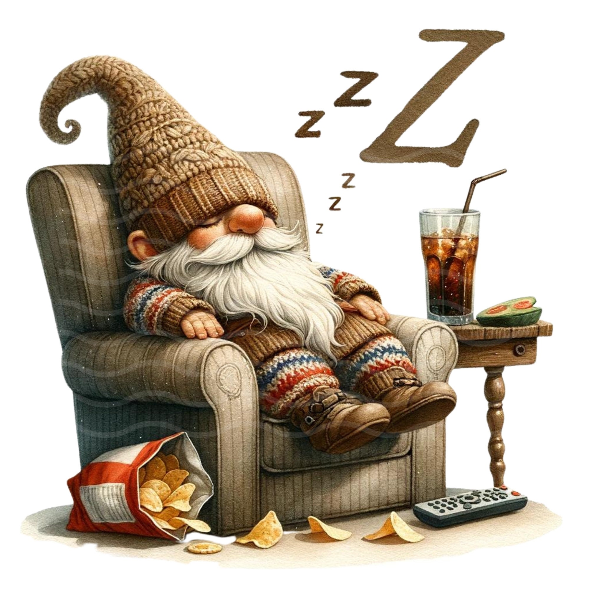 Printable Sleepy Gnome Art Cozy Home Decor Illustration Digital ...