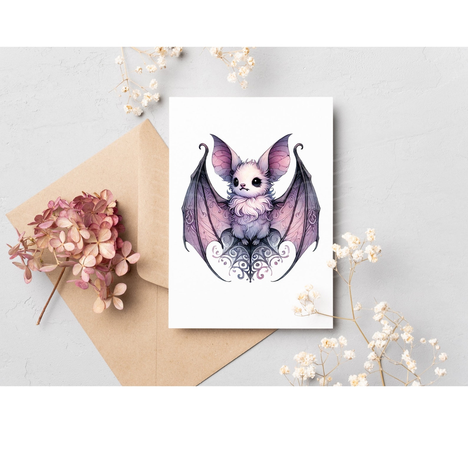 Pastel Goth Bat Illustration Cute Kawaii Bat Art Gothic Animal PNG ...