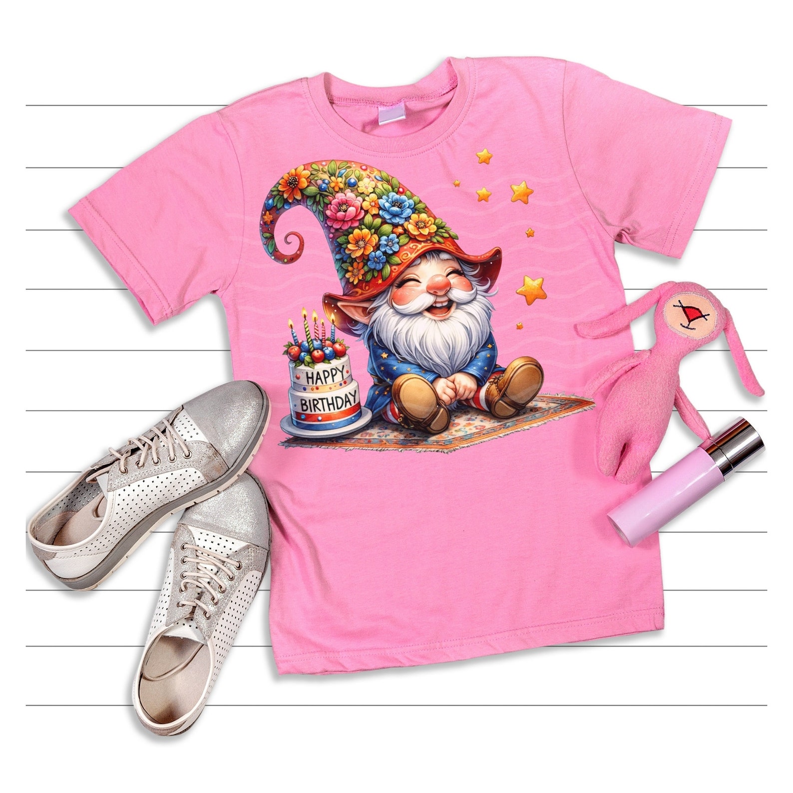 Joyous Garden Gnome Birthday Clipart Colorful PNG File, Instant ...