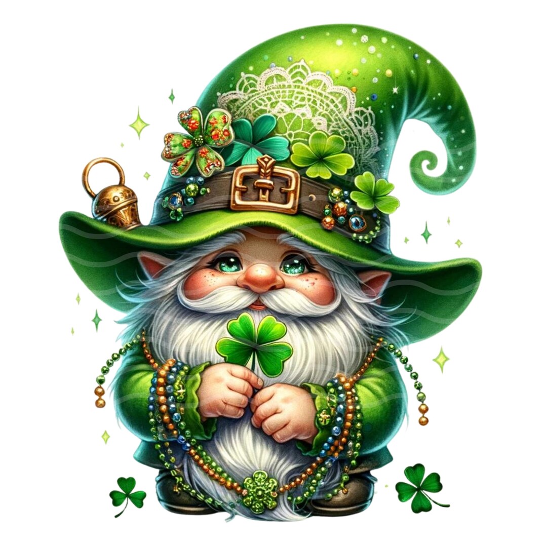 Irish Luck Gnome Digital Clipart - Festive St. Patrick's Gnome PNG ...