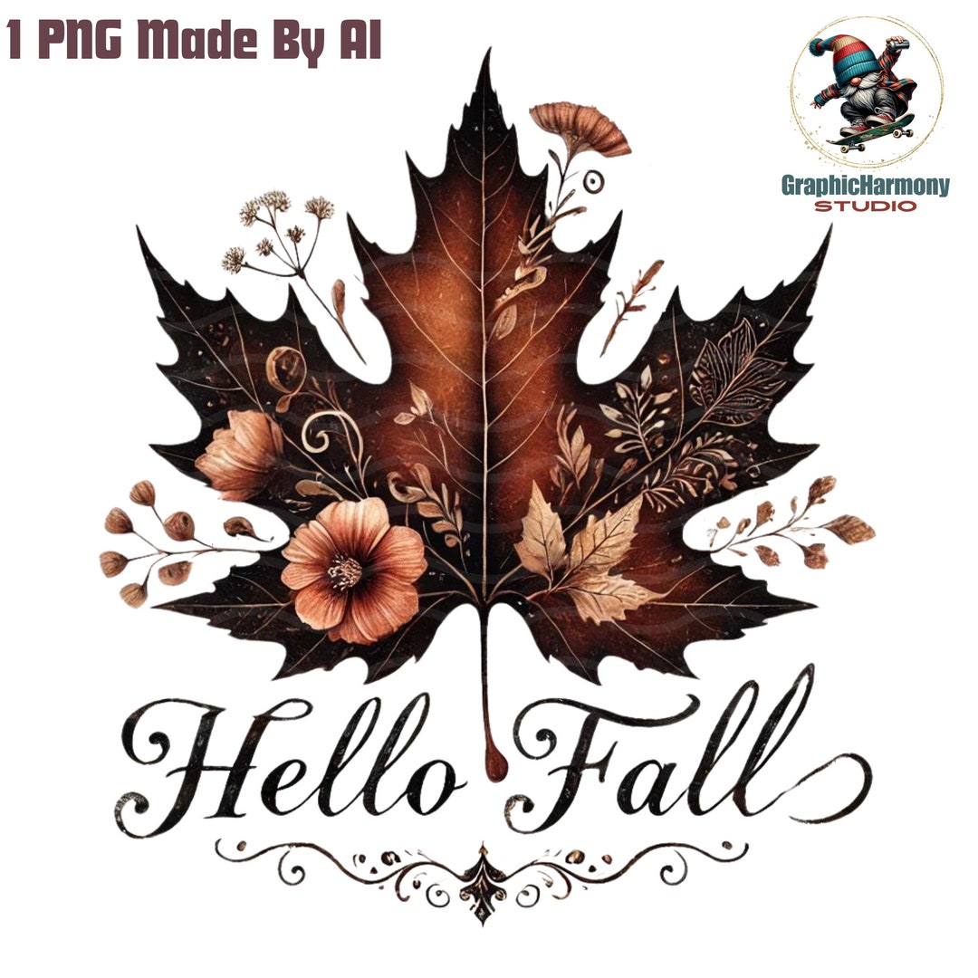 Hello Fall Leaf PNG, Fall Floral Leaf Clipart, Autumn Leaf Digital ...