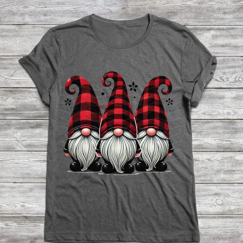 Buffalo Plaid Gnome Trio PNG Christmas Sublimation Design Red and Black ...