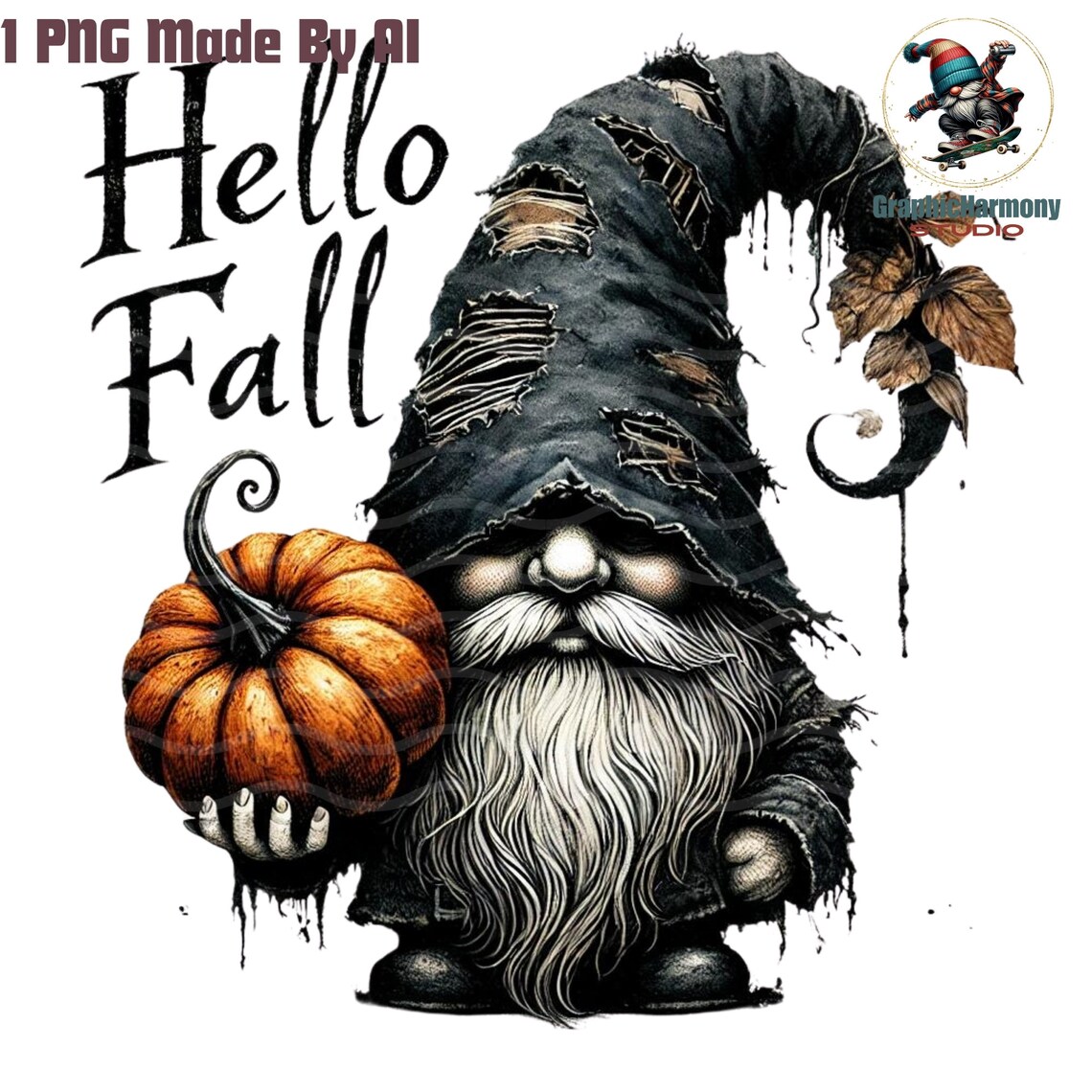 Hello Fall Gnome PNG Rustic Autumn Gnome Clipart Fall Pumpkin Gnome ...