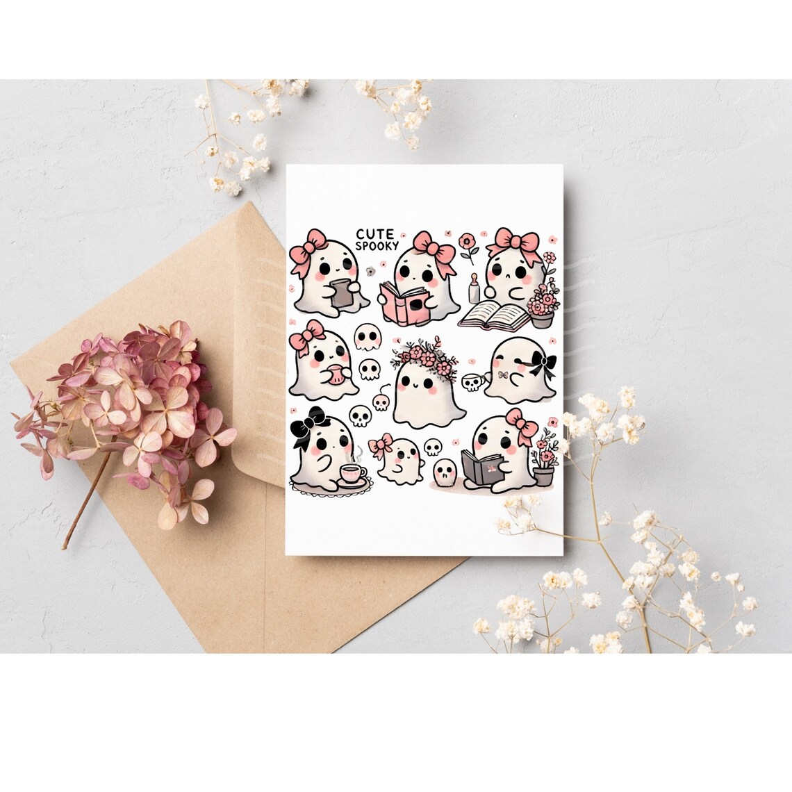 Cute Spooky Ghosts Illustration Cute and Spooky PNG Digital Download ...