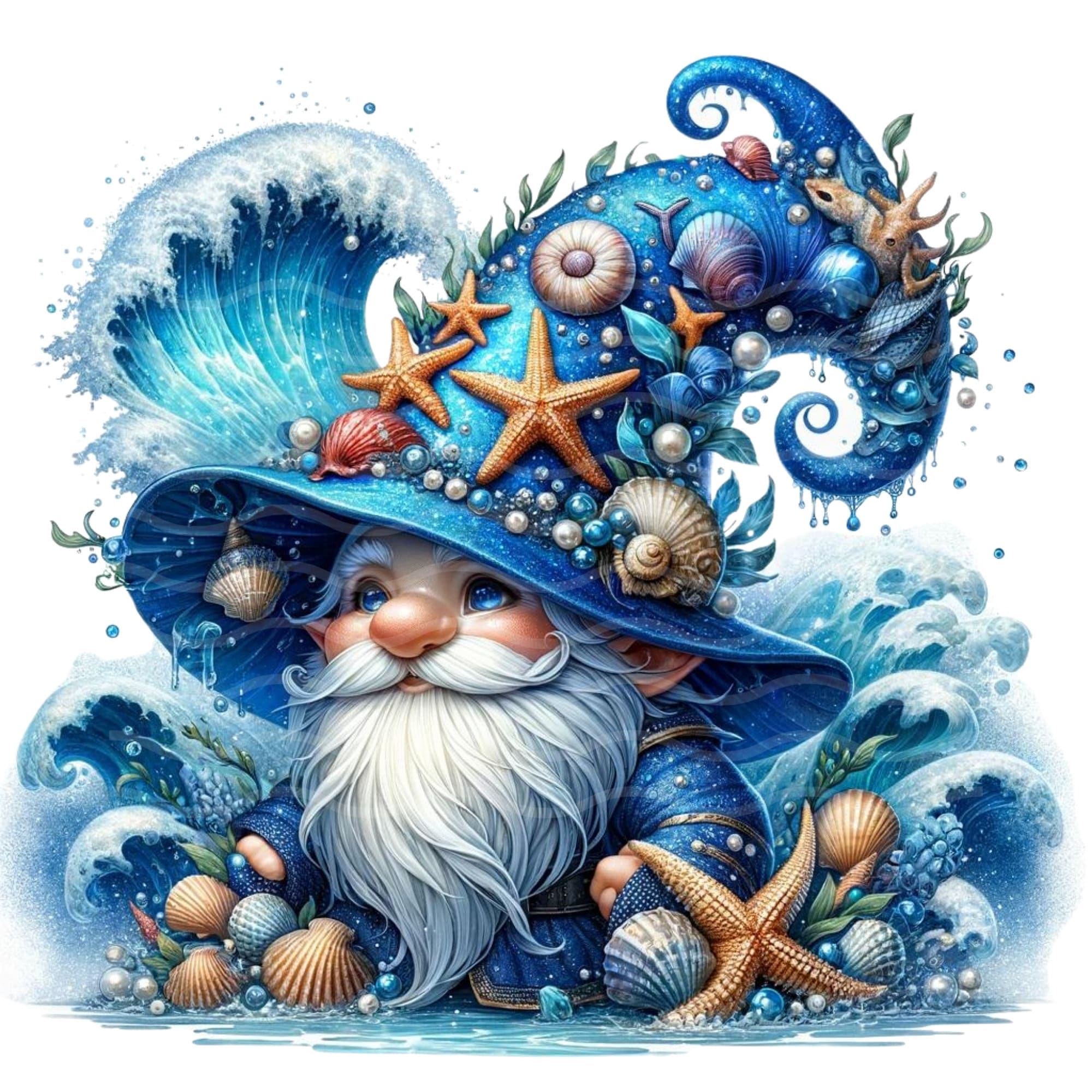 Ocean Gnome Art PNG, Beach Starfish Wizard Clipart, Coastal Seashell ...