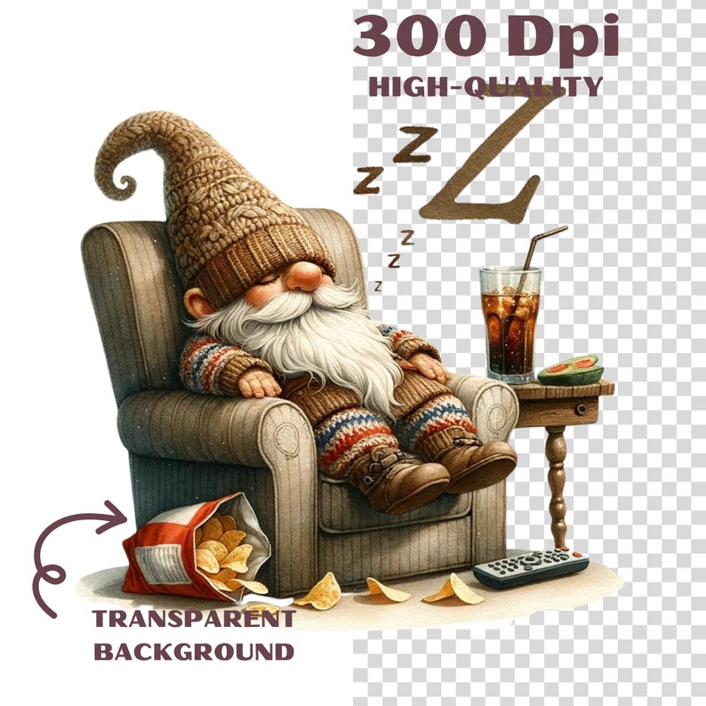 Printable Sleepy Gnome Art Cozy Home Decor Illustration Digital ...