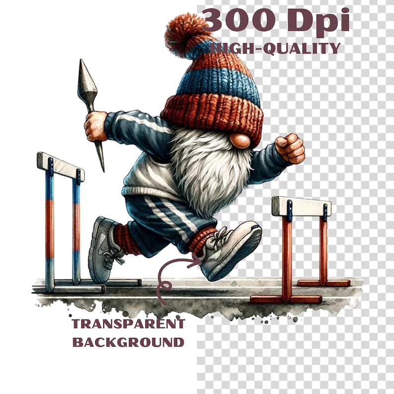 Active Gnome Track and Field Clipart Energetic Gnome PNG, Hurdle Race ...