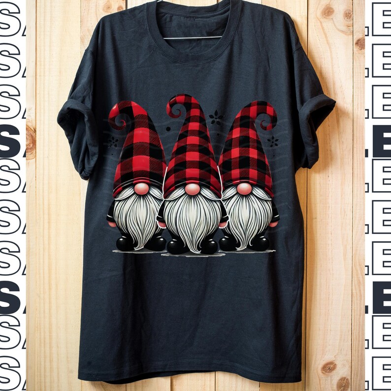 Buffalo Plaid Gnome Trio PNG Christmas Sublimation Design Red and Black ...