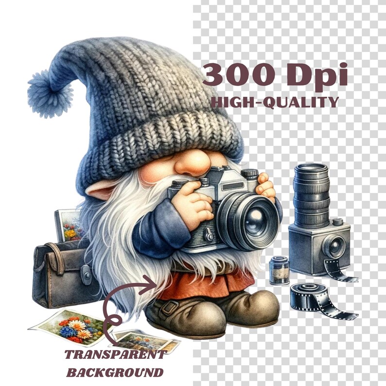 Photographer Gnome Digital Clipart PNG - Camera Enthusiast Gnome ...