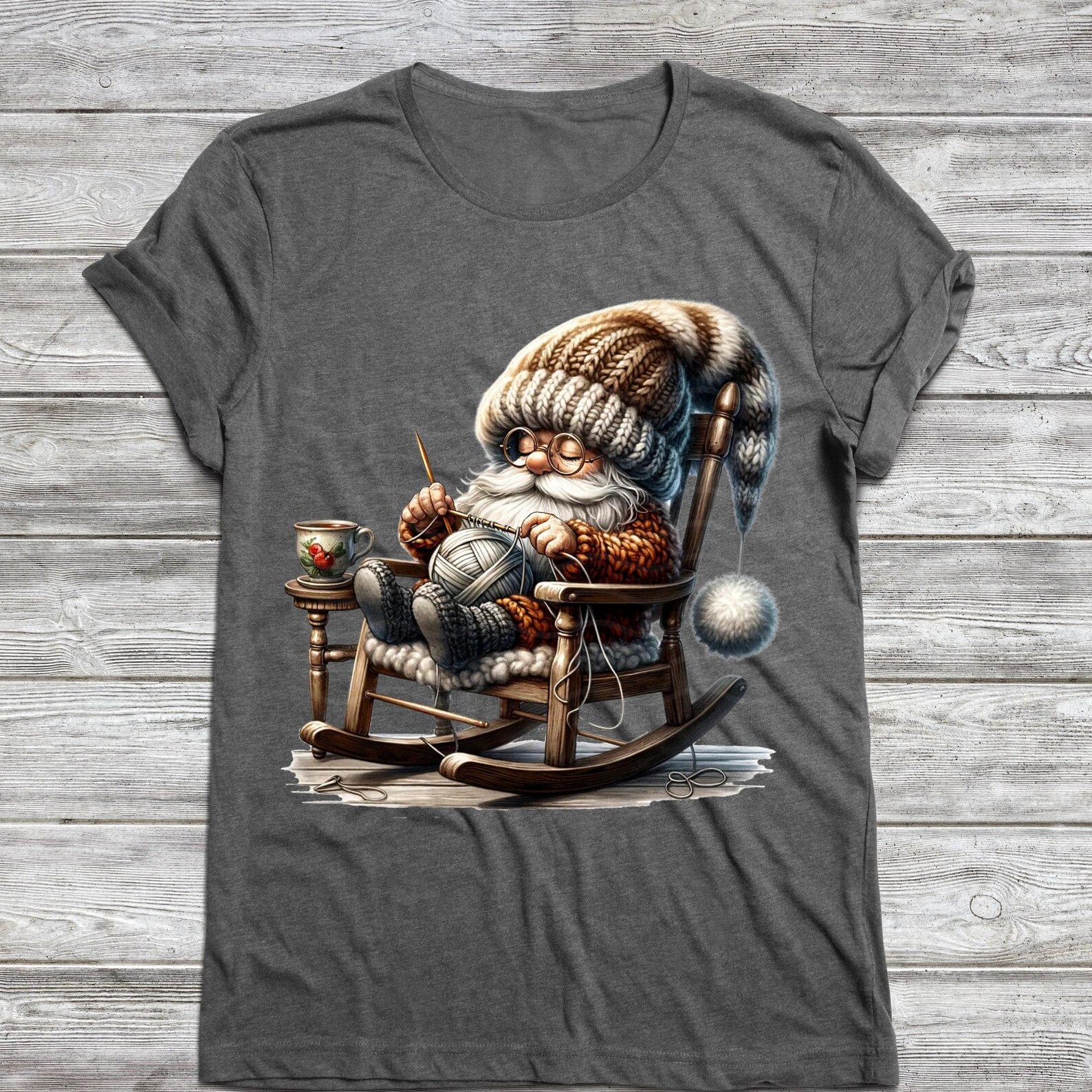Cozy Knitting Gnome Digital Clipart - Rustic Rocking Chair Gnome ...