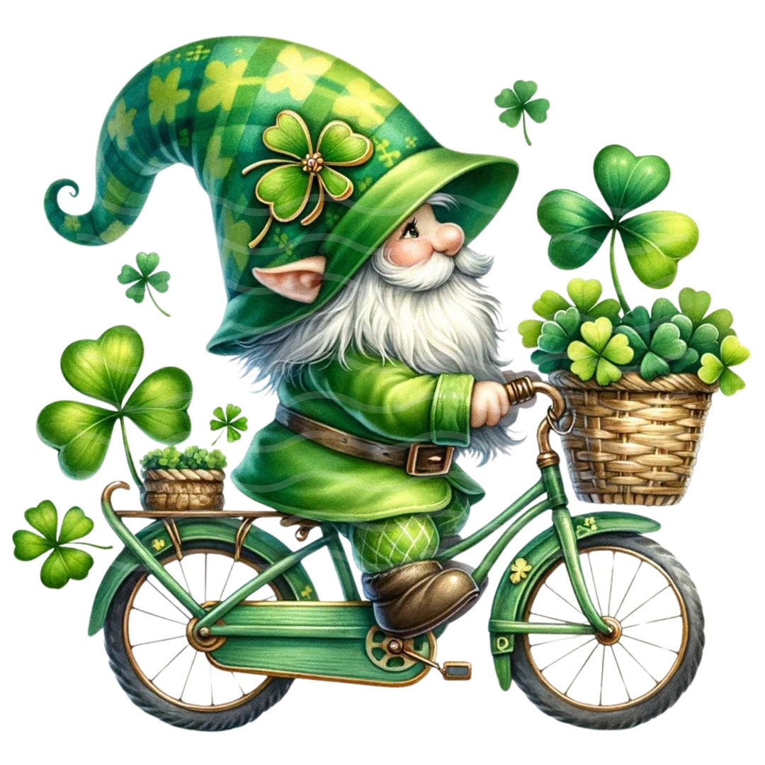 Lucky Charm Gnome Digital Clipart St. Patrick's Day Gnome PNG, Festive ...